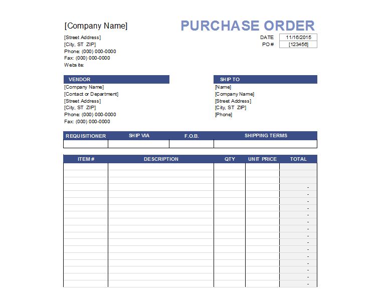 Free Purchase Order Form | DocTemplates Free Purchase Order Form | DocTemplates