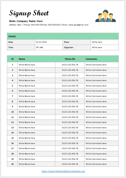 10 Free Sign Up Sheet Templates Word Free Template Downloads