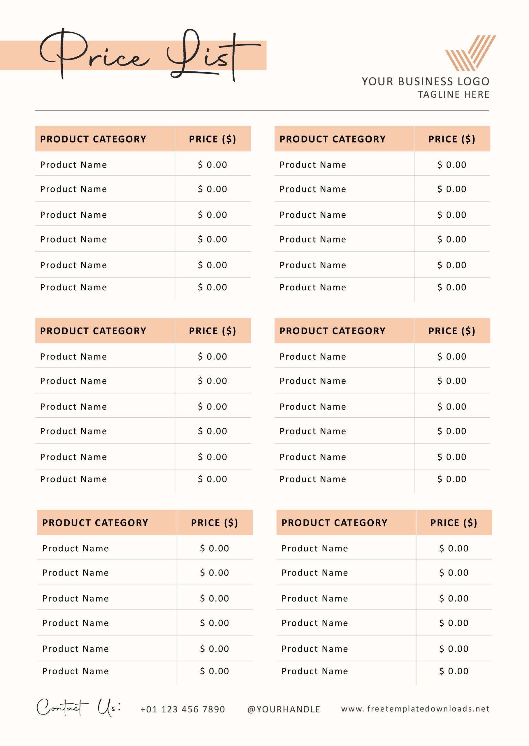 Price List Templates - Free Template Downloads