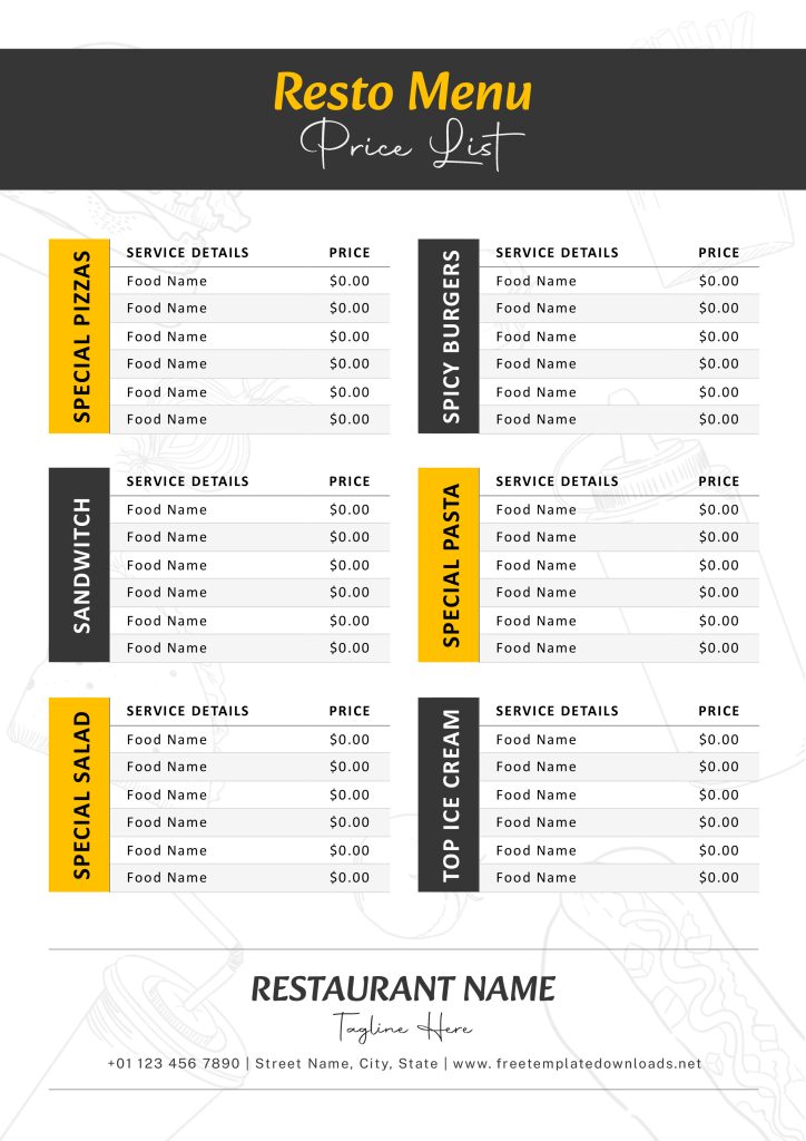 Price List Templates - Free Template Downloads
