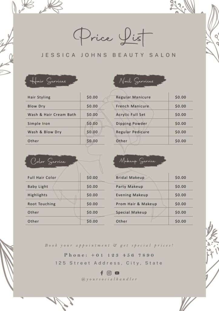 Printable Price List Templates - Free Template Downloads