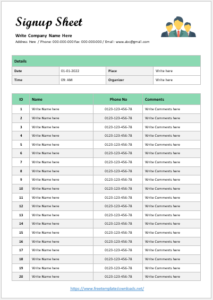10 FREE Sign Up-Sheet Templates - Free Template Downloads