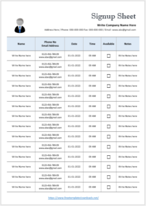 10 FREE Sign Up-Sheet Templates - Free Template Downloads